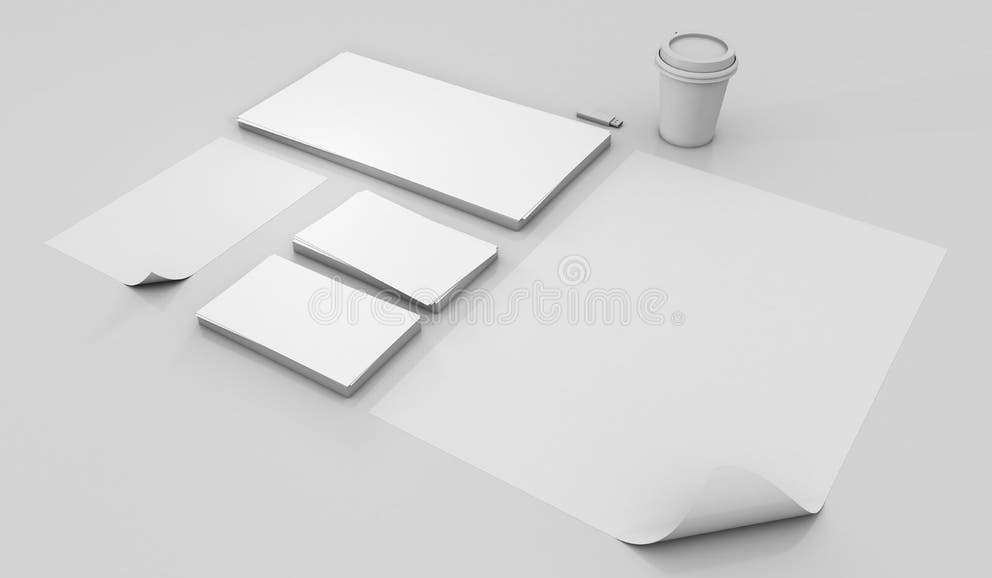 Greyscale Branding Elements 3d Rendering Stock Illustration ...