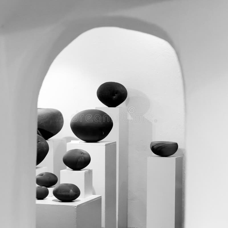 Greyscale of Clay Objects Under the Lights Against a White Background ...