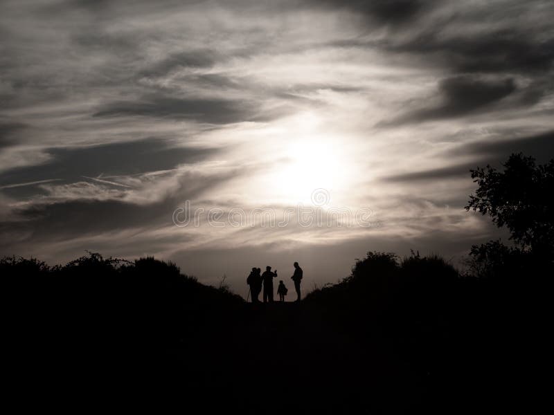 Greyscale of a Group of People on the Road Surrounded by Trees on a ...