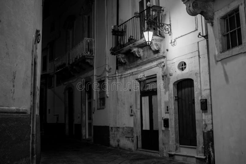 Greyscale Horizontal View of a Street Illuminated by Artificial Stock ...