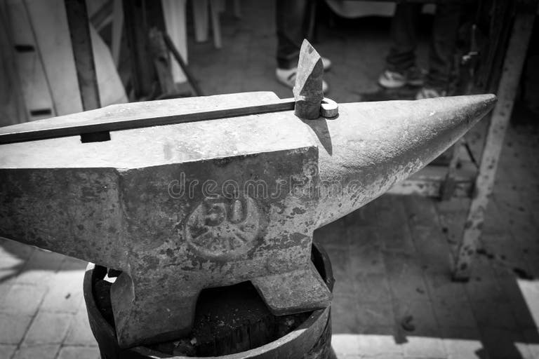 Greyscale Image of an Old Anvil Stock Image - Image of tools, industry ...