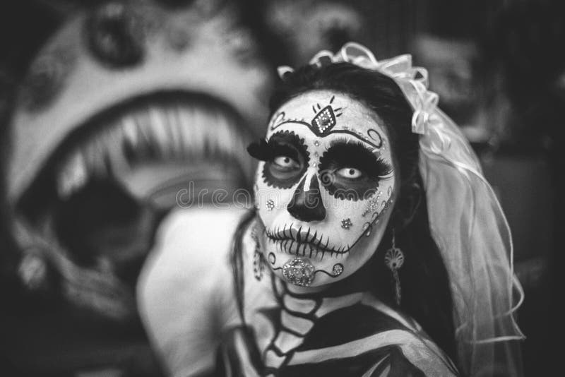 Greyscale Photo Of Day Of The Dead Corpse Bride Picture. Image: 109905061