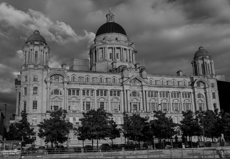 Greyscale Shot of the Beautiful Architecture of the Port of Liverpool ...