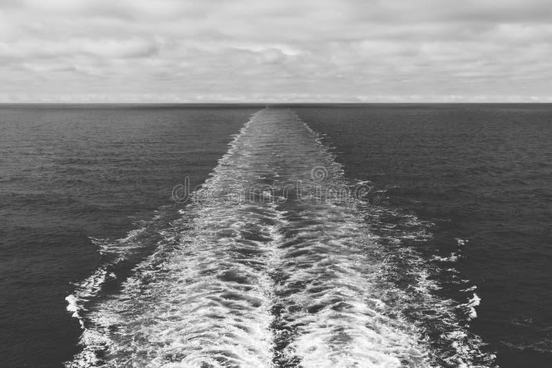 Foam Sea Trace of the Cruiser Boat in Deep Ocean Water Splash Stock ...