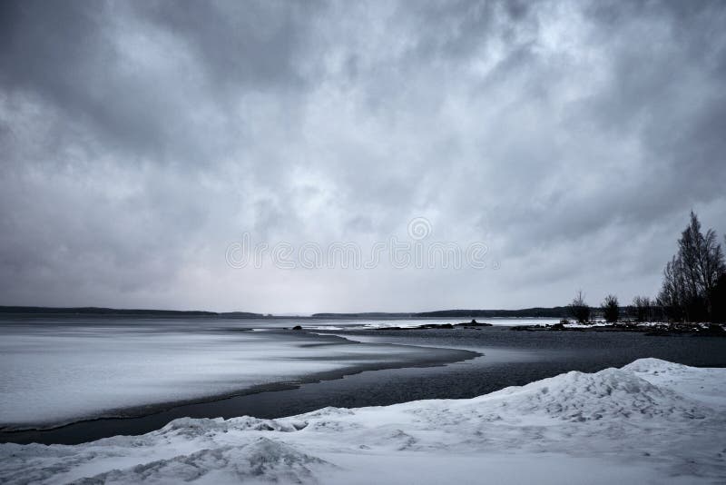 Greyscale Shot of Ocean Waves Moving Towards the Shore Under the Gloomy ...