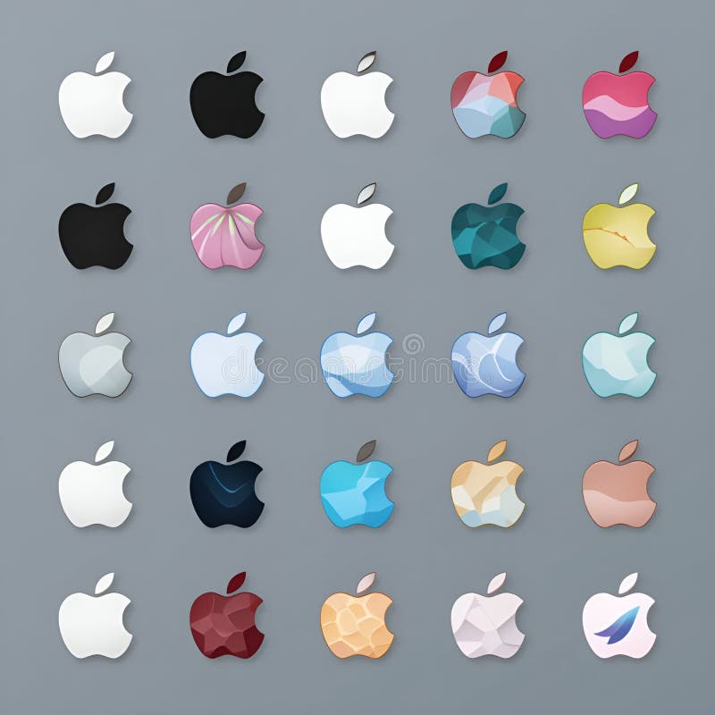 A Collection of Sleek, Modern Apple Icons and Logos. Stock Illustration ...