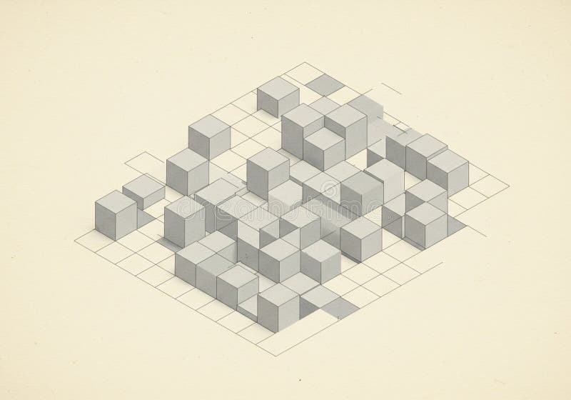 A Grid-based Design Featuring Multiple 3D Cubes Arranged in Varying ...