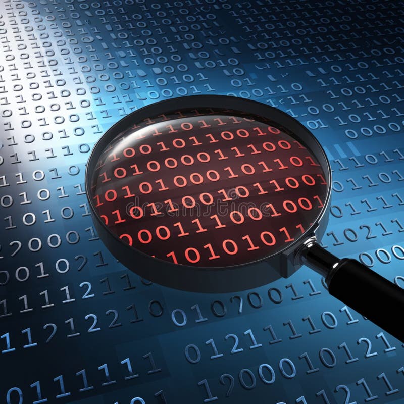Grid of Binary Numbers Magnified, Focus on Red Section Suggests Digital ...