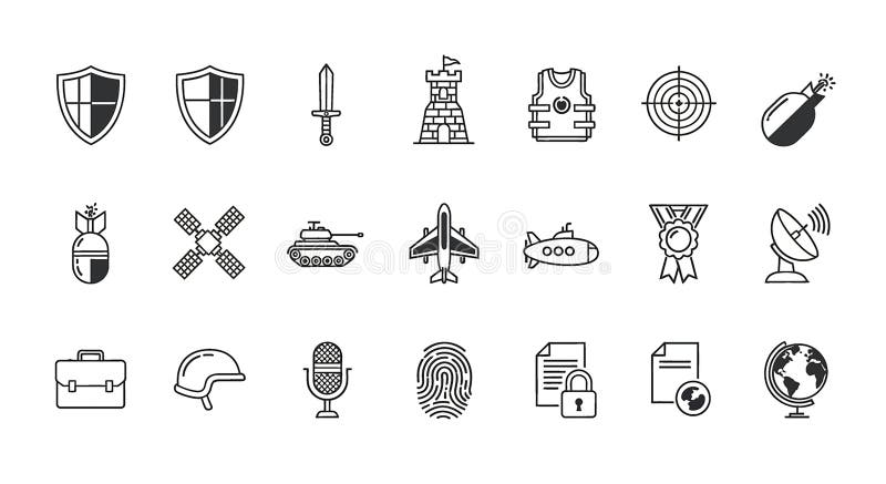 Military and Security Icon Set Keywords: Military, Security, Icons, Set ...