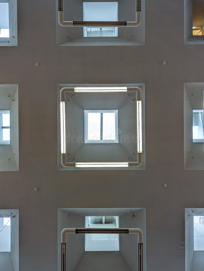 Grid on the Ceiling Made of Nine Square Structures, Each Square Frame ...