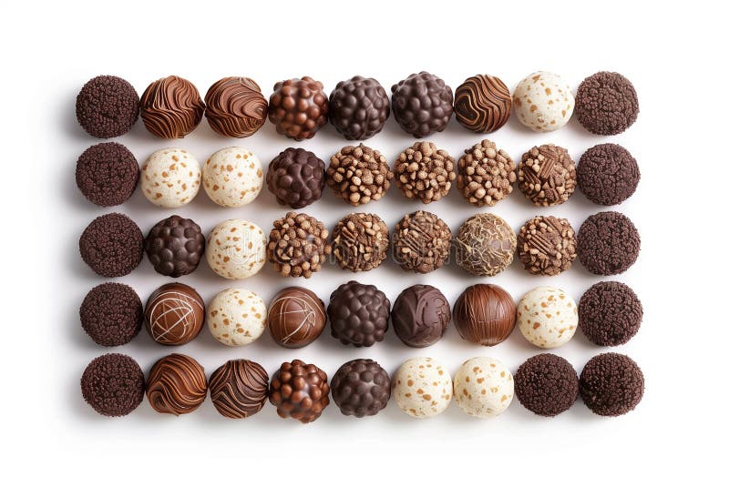 A Grid of Chocolate Truffles Arranged in Rows and Columns, Each Ball ...