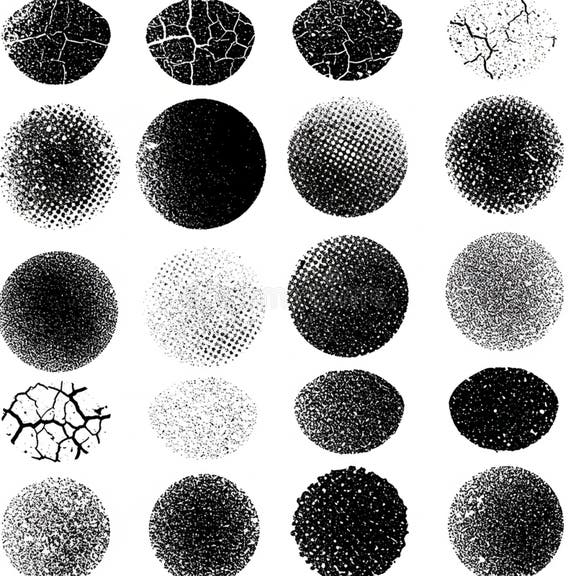Grid of Circular, Abstract Patterns in Black and White. Each Circle ...