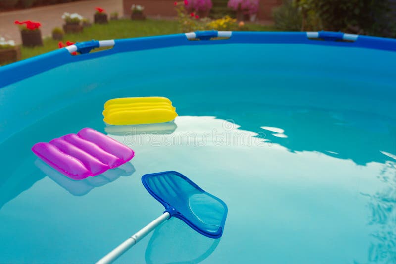 Mesh for Cleaning and Maintaining the Pool Stock Photo - Image of ...