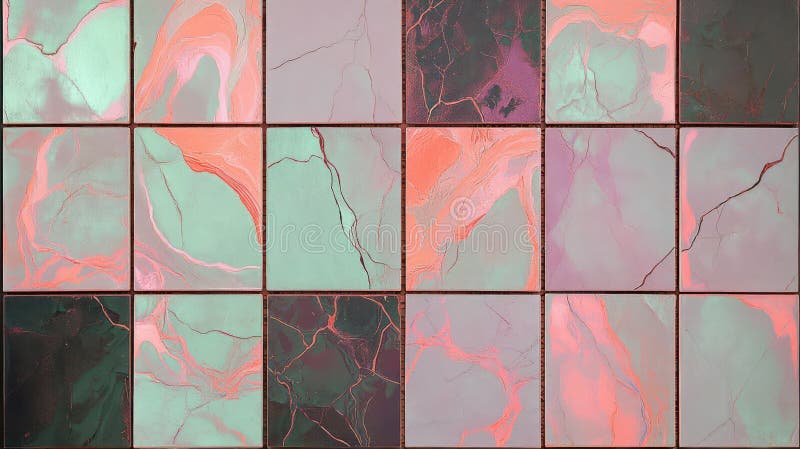A Grid of Colorful Marble Tiles Showcasing Various Patterns and ...