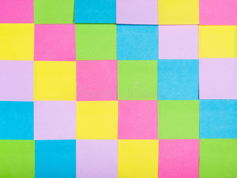 A Grid of Colorful Square Sticky Notes in Various Pastel Shades Stock ...