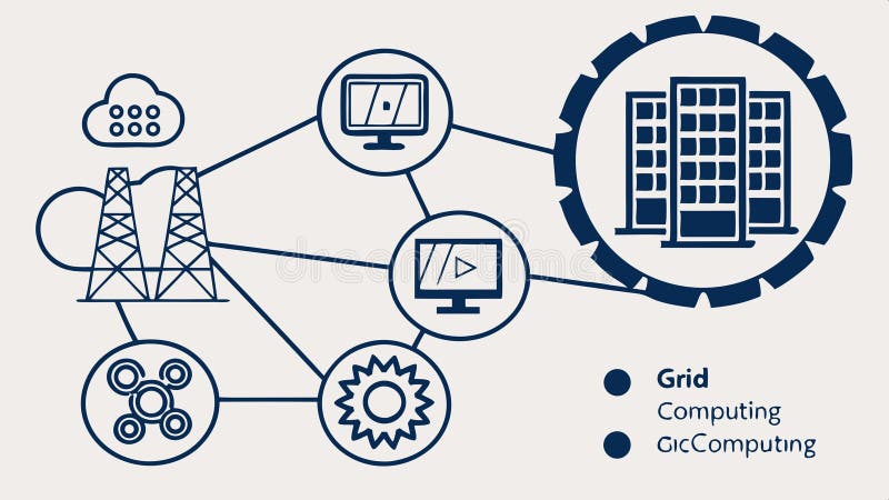 Grid Computing Network Icon, Technology and Data Processing Concept ...