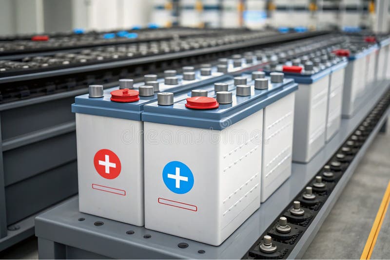 An Electric DC Battery at an Electrical Station. a Number of Powerful ...