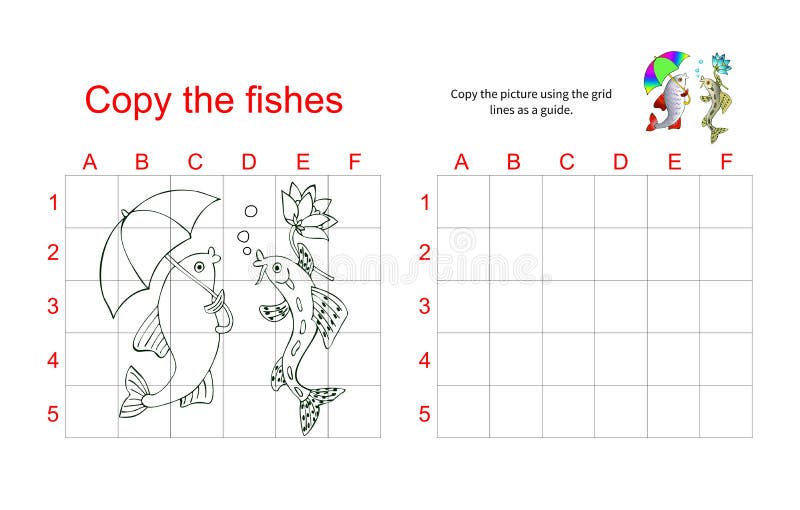 Art Fish Grid Colouring Stock Illustrations – 9 Art Fish Grid Colouring ...