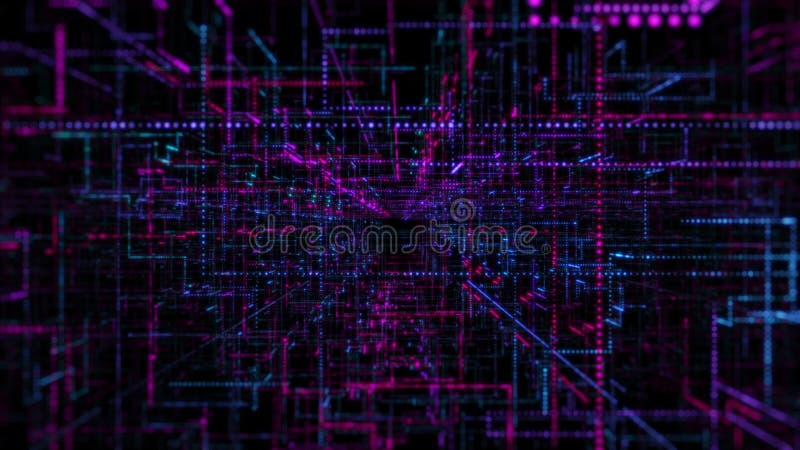 Grid, Corner Structure from Glowing Particles. Seamless Loop Motion ...