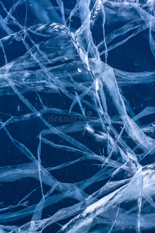 Blue Transparent Ice with Deep Cracks. Stock Image - Image of natural ...