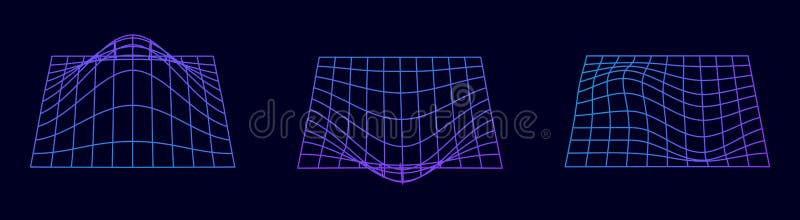Grid of Curved and Twisted Lines. Retrofuturistic Abstract Background ...