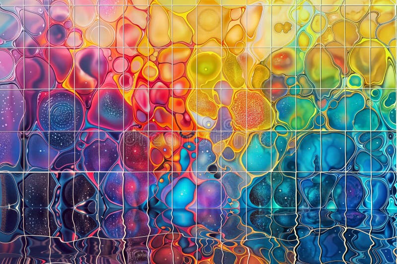 Grid of Distorted Circles Creating Stained-glass Effect, Generative Ai ...