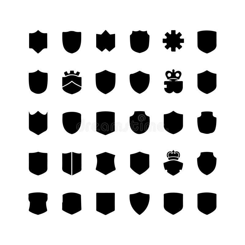 A Set of Black Shield Silhouettes Arranged in a Clean, Evenly Spaced ...