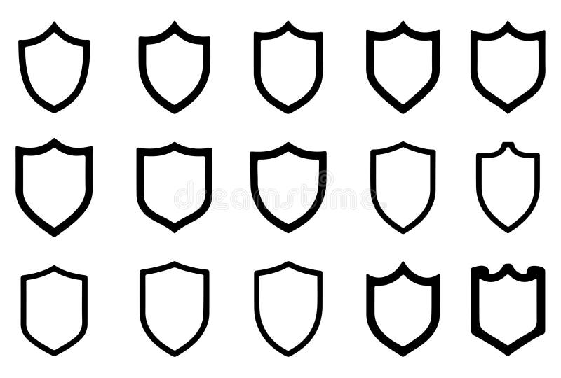 Shield Outline Silhouette Icon Set and Shield Silhouette, Shield Icon ...