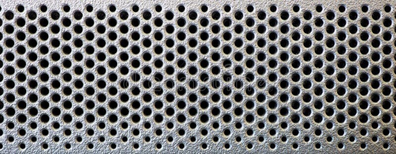 Grid in the Form of Round Holes in a Silvery Plastic Panel. Stock Image ...