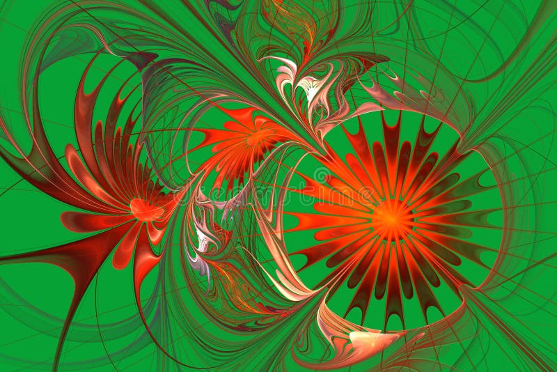 Grid Fractal Pattern In Red And Green. Computer Generated Graphics ...