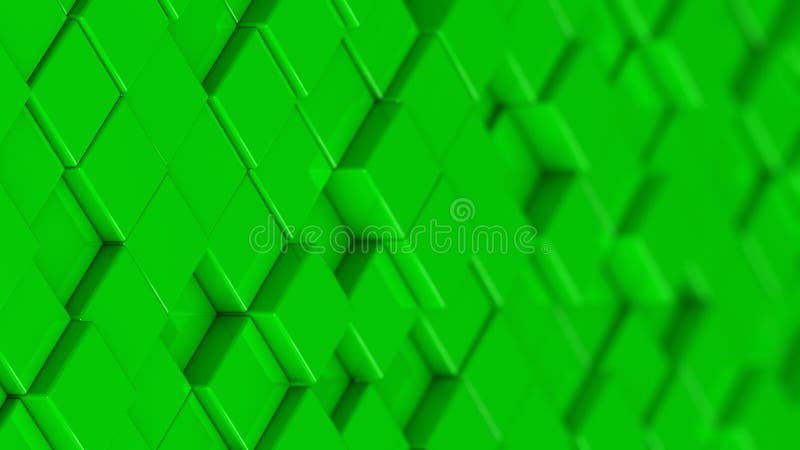 Grid of Green Cubes. Medium Shot. 3D Computer Generated Background ...