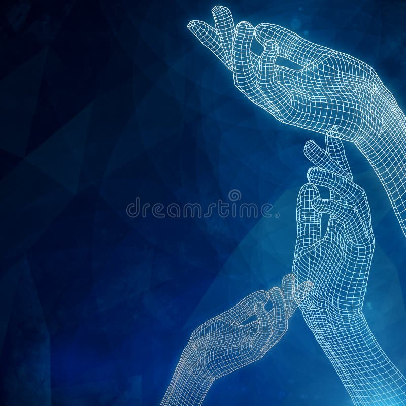 Hands blue touch stock illustration. Illustration of futuristic - 7834545