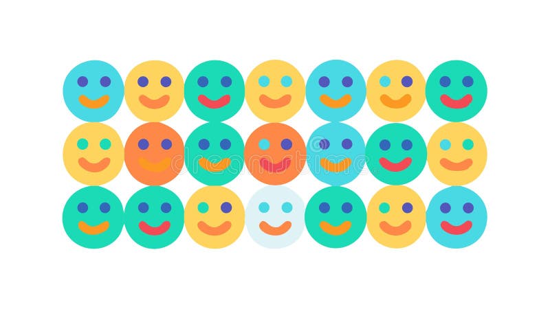 Grid of Happy Faces, Positive Emoticon Pattern, Vector Design ...