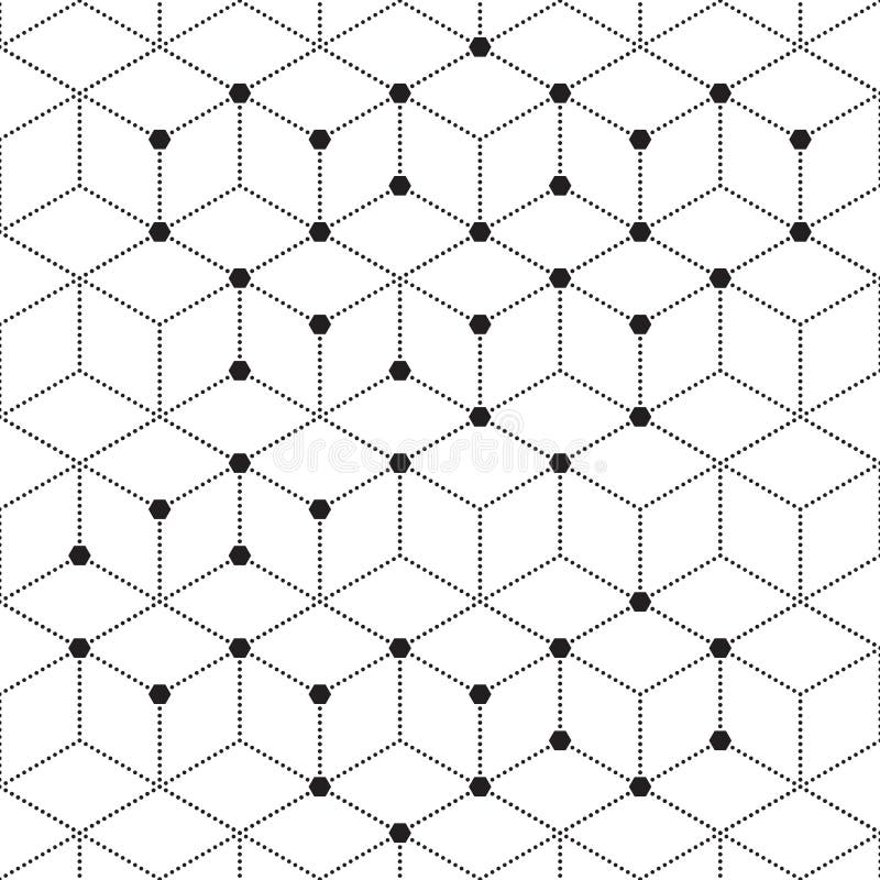 Grid with Hexagons Geometric Tiles with Dotted. Vector Seamless Pattern ...