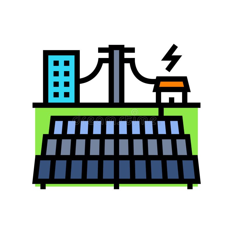 Grid Integration Solar Panel Color Icon Vector Illustration Stock ...