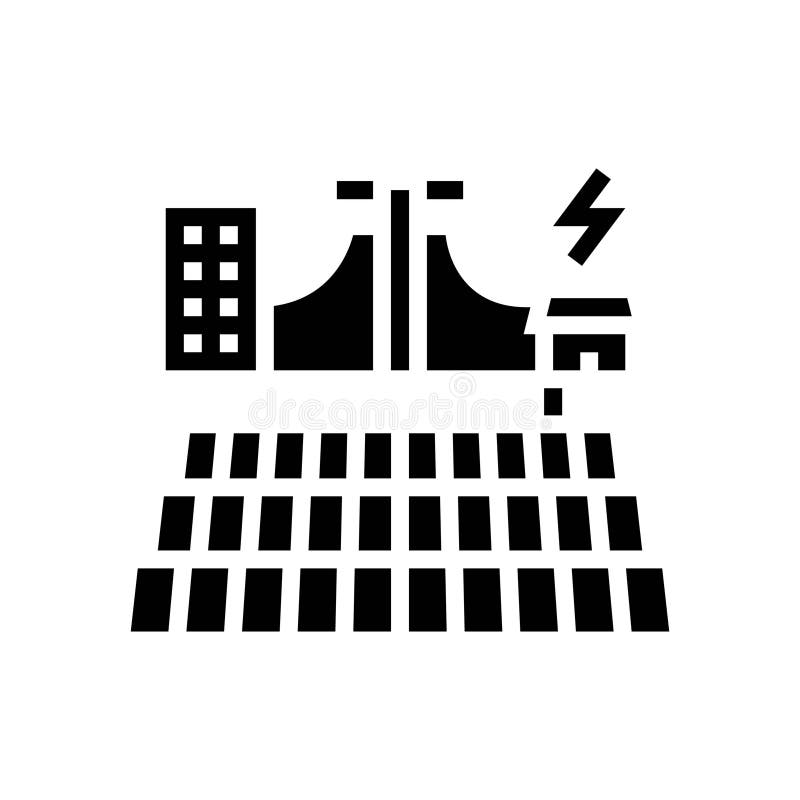 Grid Integration Solar Panel Glyph Icon Vector Illustration Stock ...