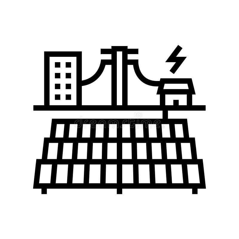 Grid Integration Solar Panel Line Icon Vector Illustration Stock Vector ...