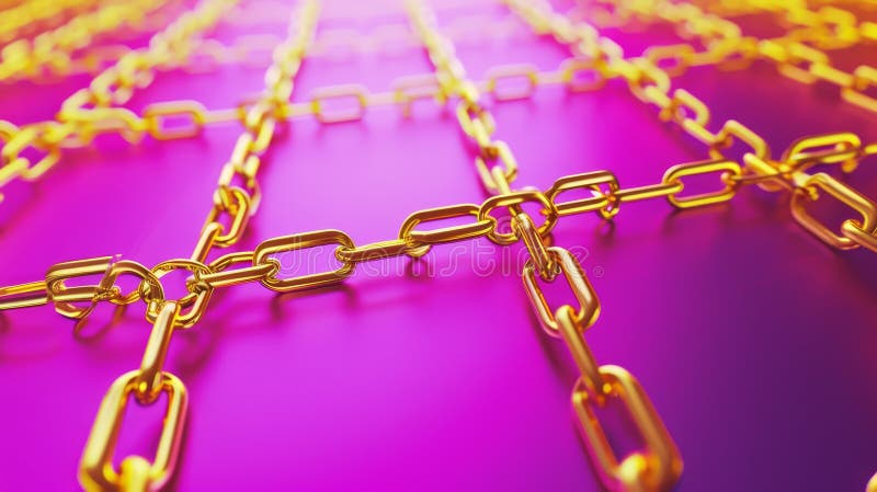 Grid of Interlocking Golden Chains on Purple Stock Photo - Image of ...