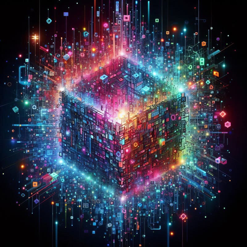 A Grid of Interlocking Neon Shapes that Form a Dynamic Mosaic Ra Stock ...