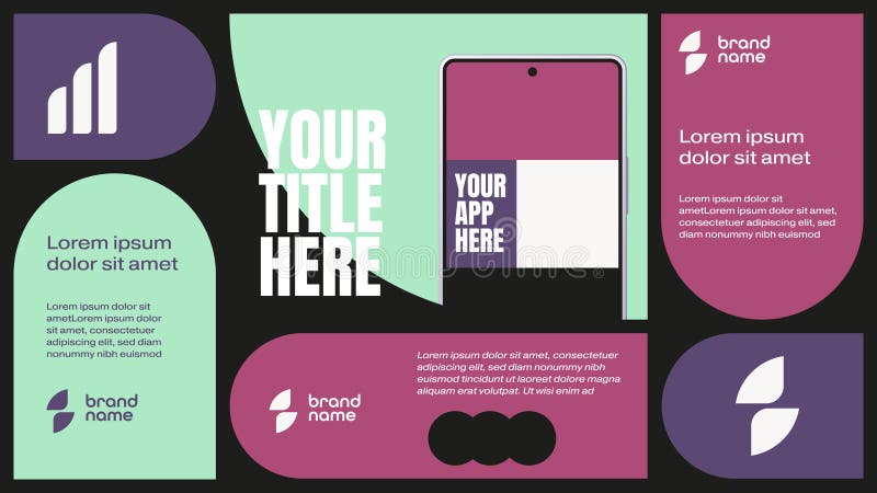 Grid Layout App Presentation Template with Smartphone Screen. Stock ...