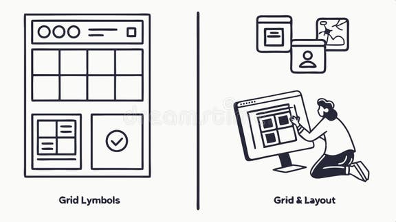 Grid Layout Design Vector, Website Template Art, User Interface Design ...
