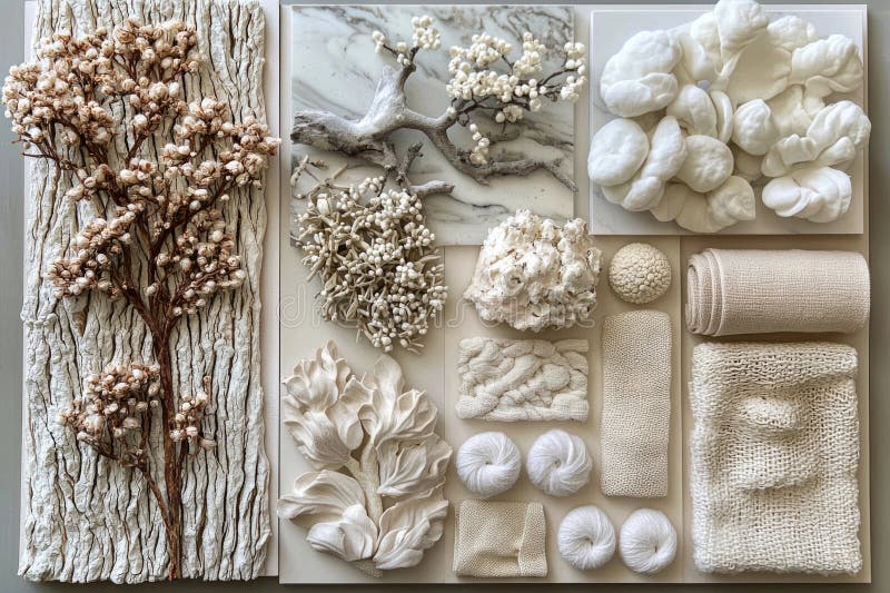 Grid Layout Displays Array of Textures Including Cotton Samples Marble ...