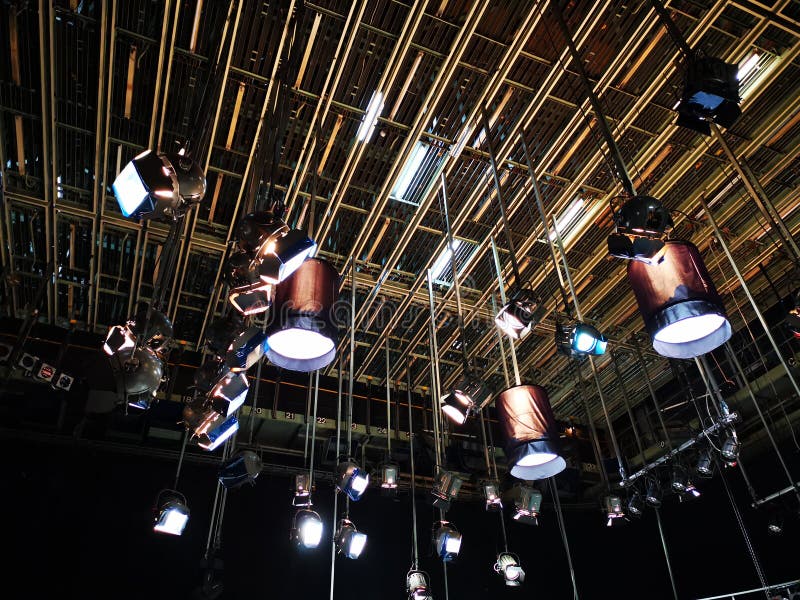 Grid Lights Inside the TV Studio Stock Photo - Image of ceiling ...