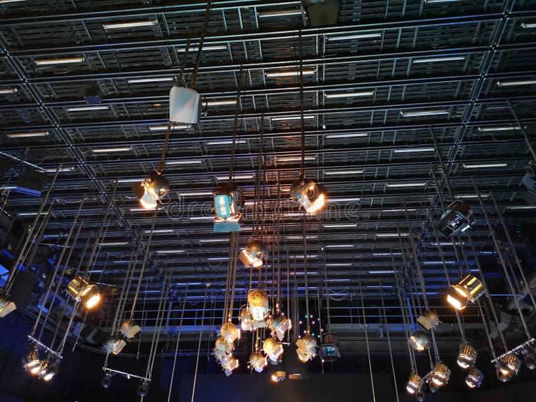 The Grid of Lights in a Television Studio Stock Photo - Image of ...