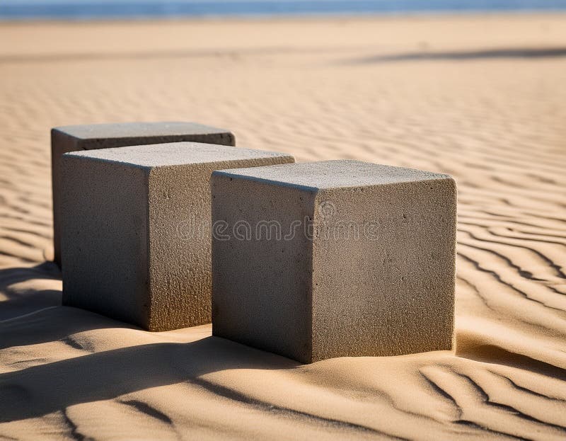 A Grid-like Arrangement of Concrete Blocks Placed Symmetrically on Sand ...