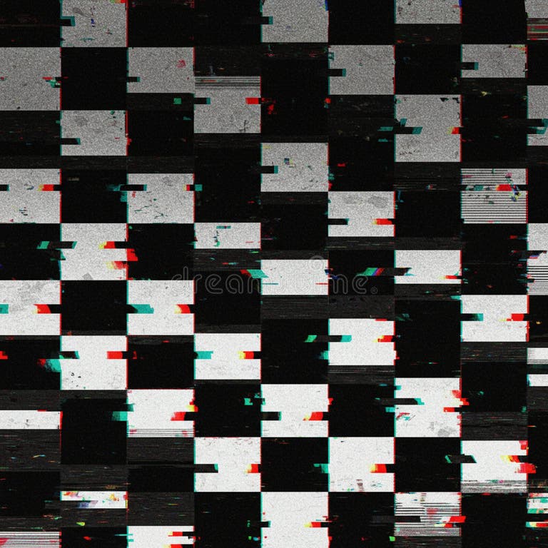 A Grid-like Pattern of Black and White Rectangles with Digital Glitch ...