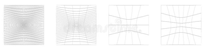 Grid, Mesh, Grating, Trellis, Wireframe with Distortion, Deformation Effect. Warp, Tweak Distort ...
