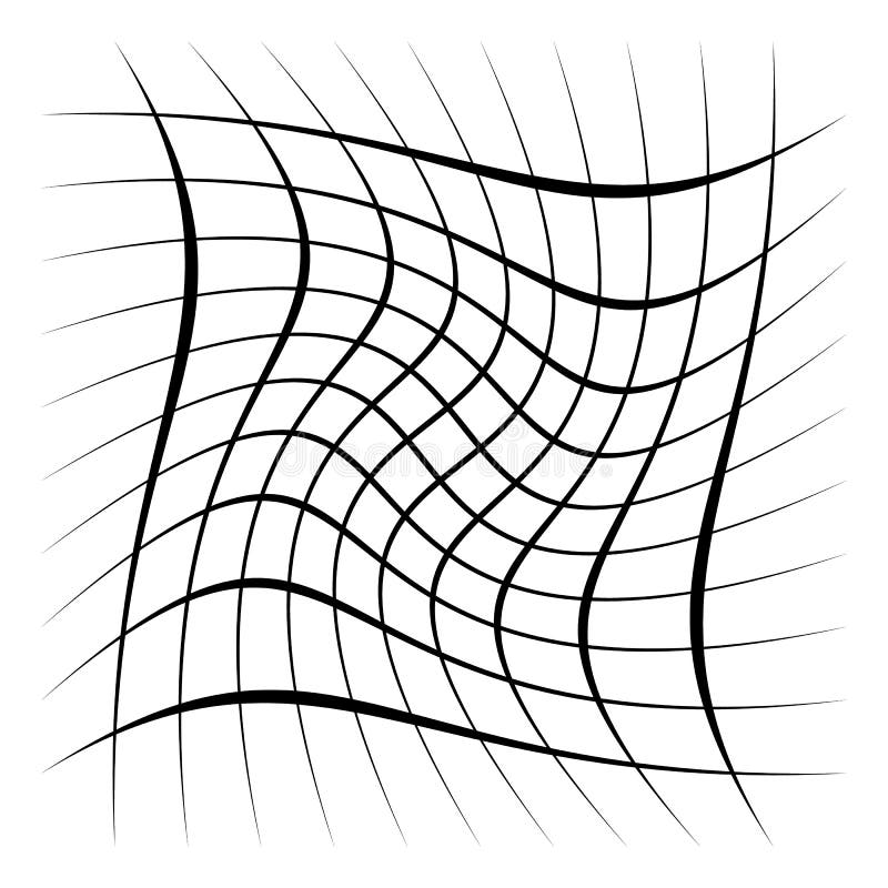 Grid, Mesh, Lattice with Distortion, Warp Effect. Abstract Element ...
