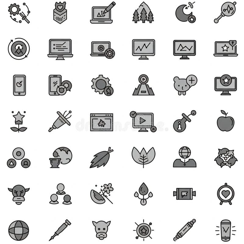 A Grid of 35 Minimalist Icons, Each Symbolizing Various Concepts ...