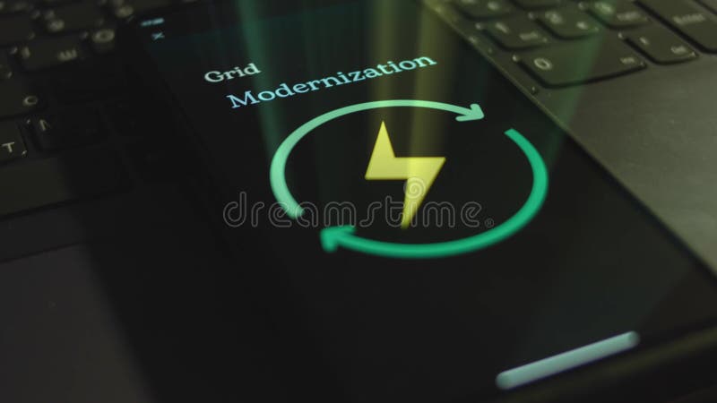 Grid Modernization Inscription on Smartphone Screen. Graphic ...